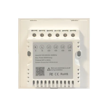 Wifi Smart 4 Gang Touch Switch (White) | Home Automation | Import Park
